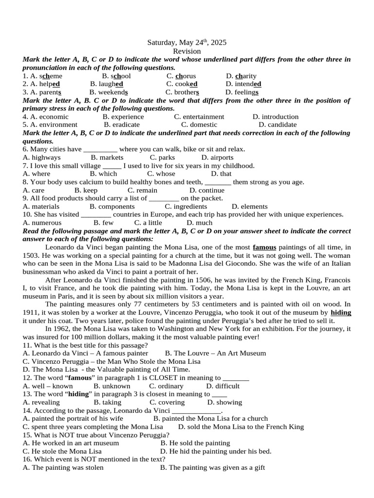 Grade 9 - Entrance Exam (12) 240525 | PDF