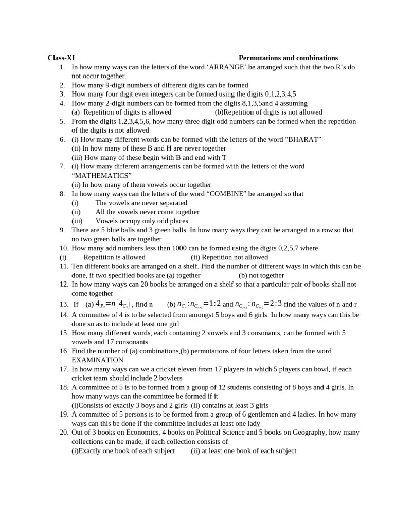 Permutations and Combinations | PDF | Linguistics