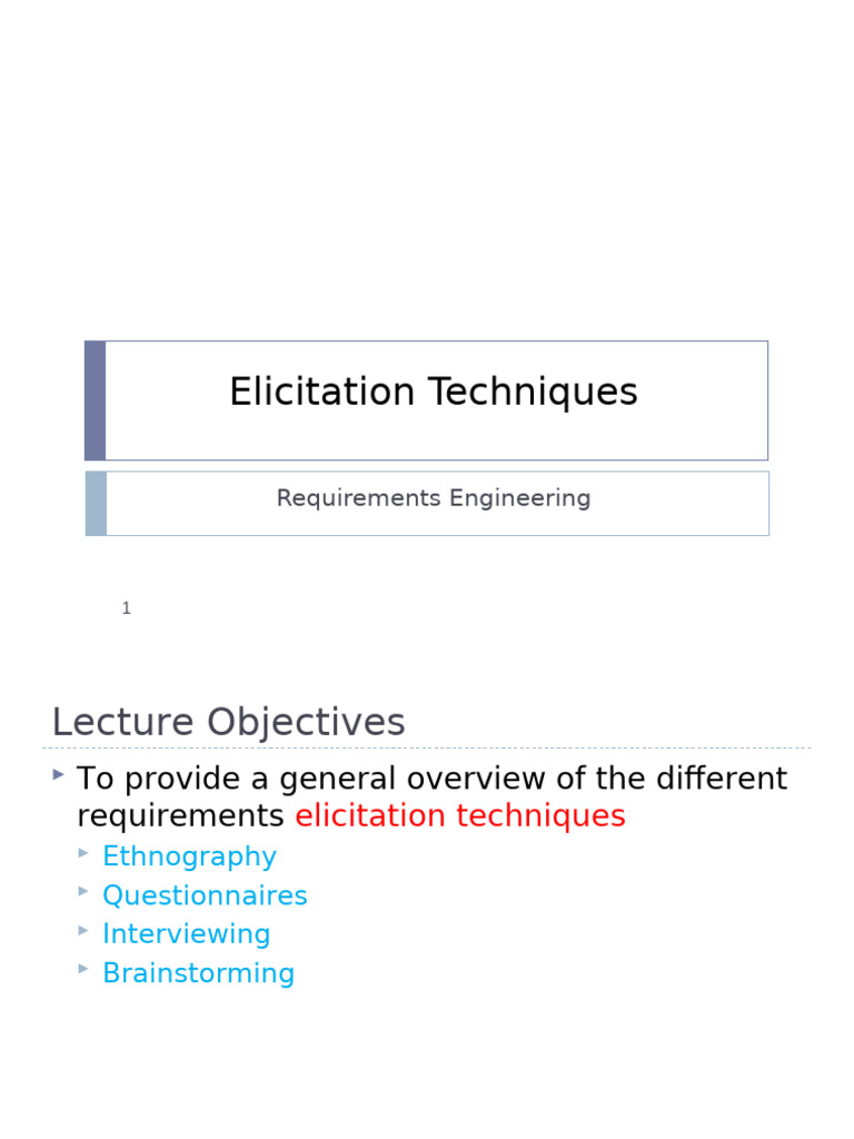 CH 5 - Elicitation Techniques | PDF | Brainstorming | Survey Methodology