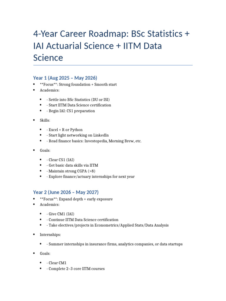 Stats Actuary Data Roadmap | PDF