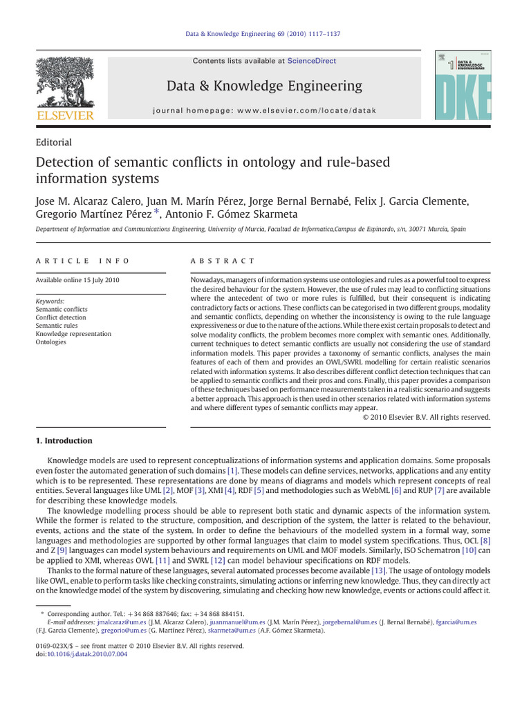 Detection of Semantic Conflicts in Ontology and Rule-Based Information Systems | PDF ...