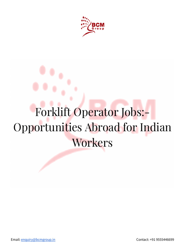 Forklift Operator Jobs in Croatia for Indians | PDF | Warehouse | Forklift
