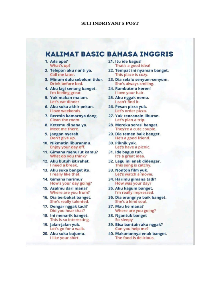 Vocabulary Bahasa Inggris | PDF