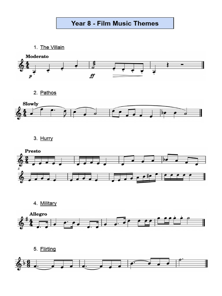 Year 8 - Film Music Themesnunnnnuhhinhij | PDF