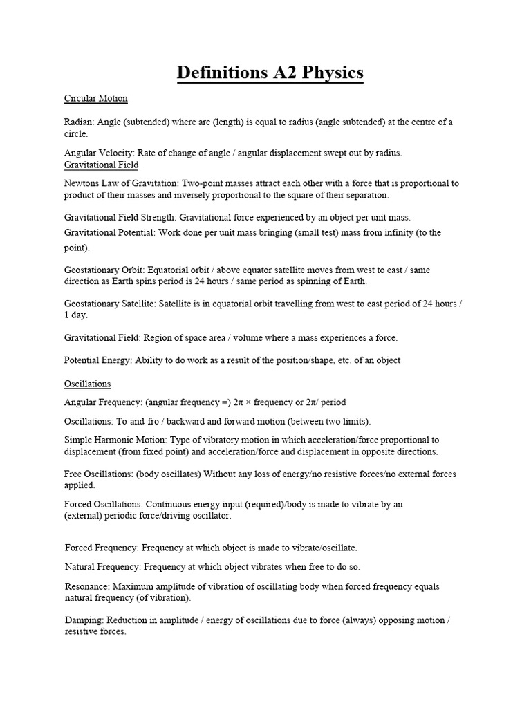 A2 Physics Key Concepts and Definitions | PDF | Atomic Nucleus ...
