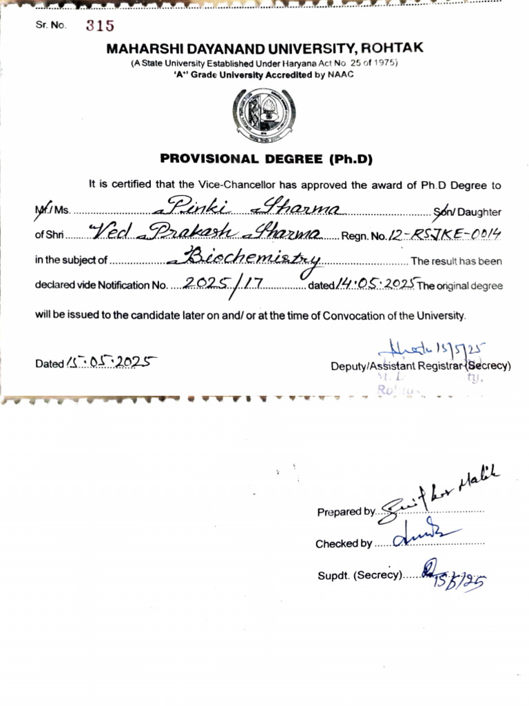 Pinki PH.D Degree | PDF