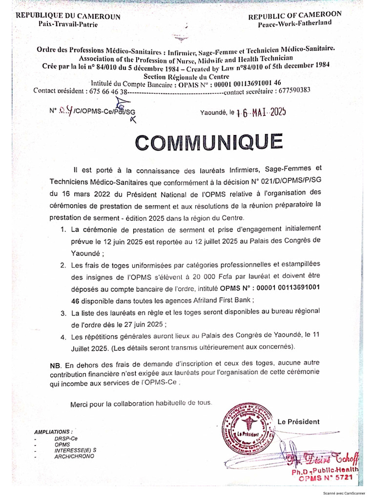 COMMUNIQUÉ OPMS-Ce Sortie Régionale | PDF