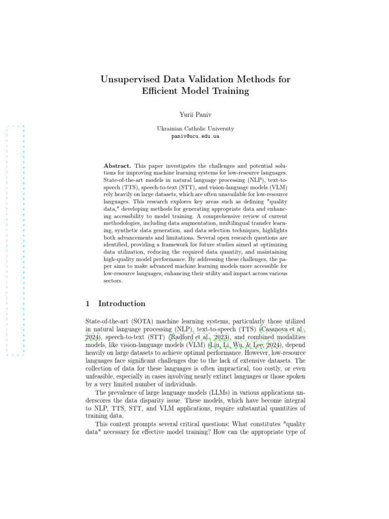 Unsupervised Data Validation Methods For | PDF | Speech Recognition | Machine Learning