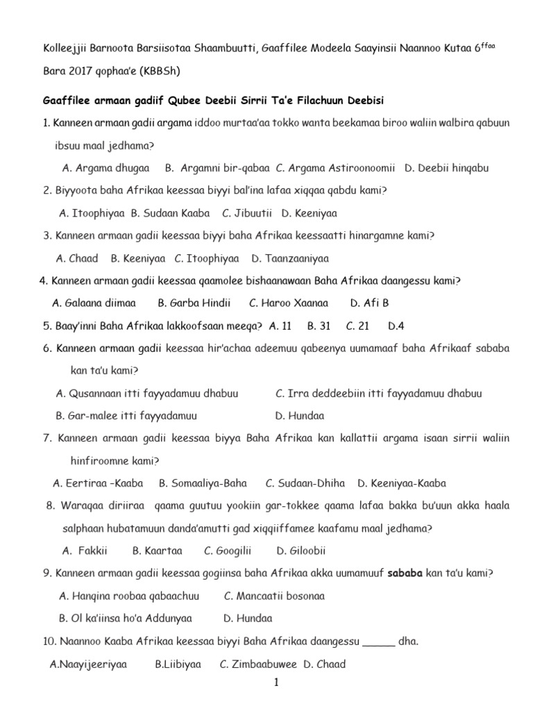 Saayinsii Naannoo Kutaa 6ffaa | PDF