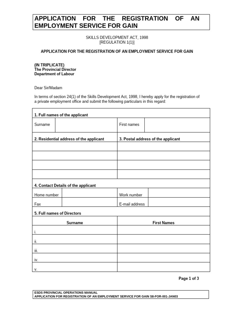 DoL Application Form For PEA Registration | PDF | Justice | Crime ...
