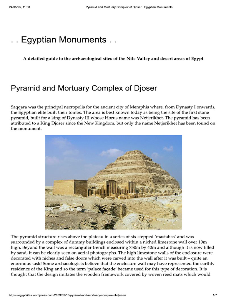 Pyramid and Mortuary Complex of Djoser - Egyptian Monuments | PDF | Ancient Egypt