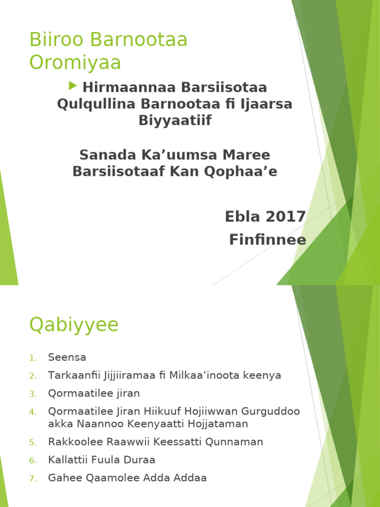 Sanada Ka'Uumsaa Maree Barsiisotaa+++ | PDF