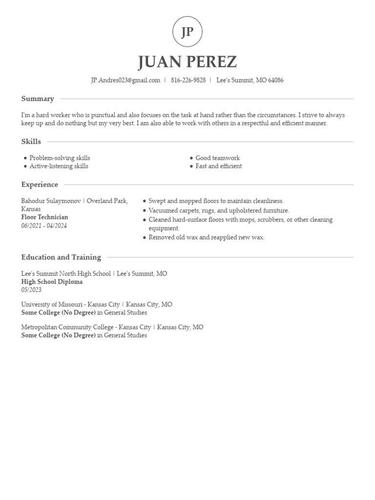 Juan Perez Resume | PDF