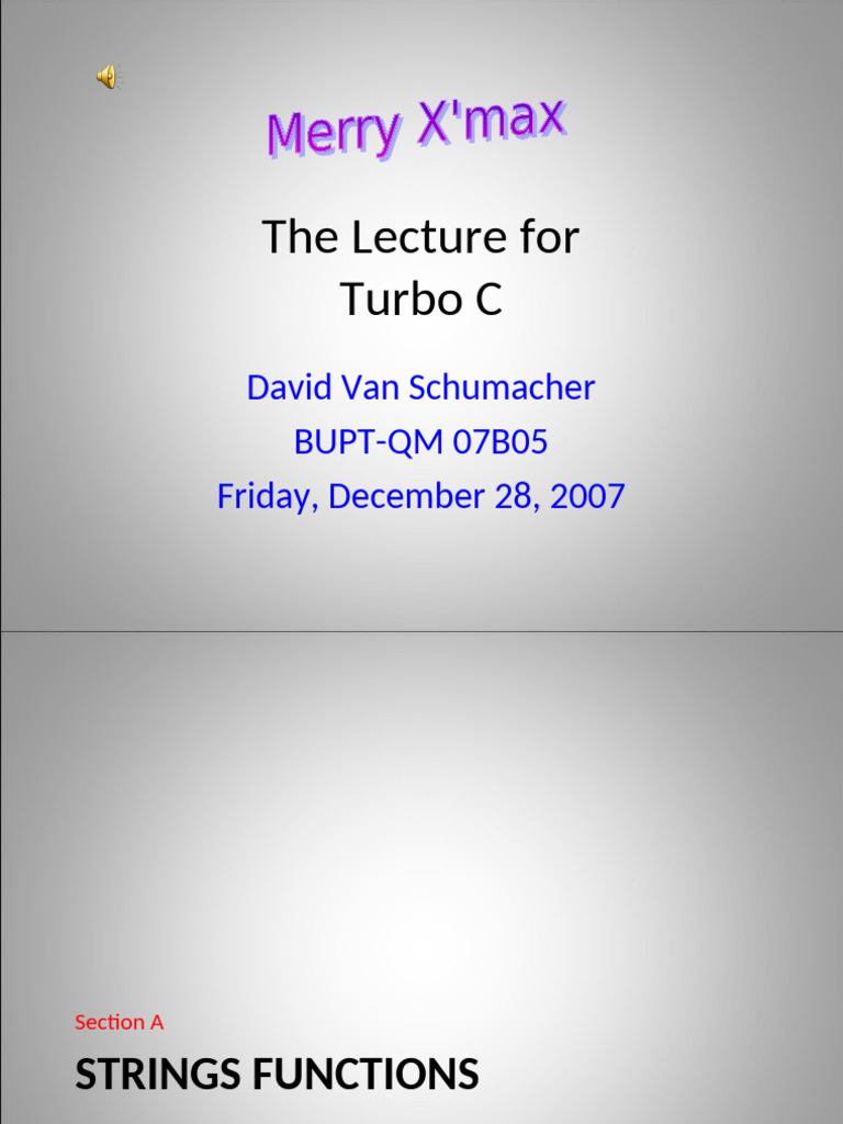 The Lecture For Turbo C | PDF | String (Computer Science) | Letter Case