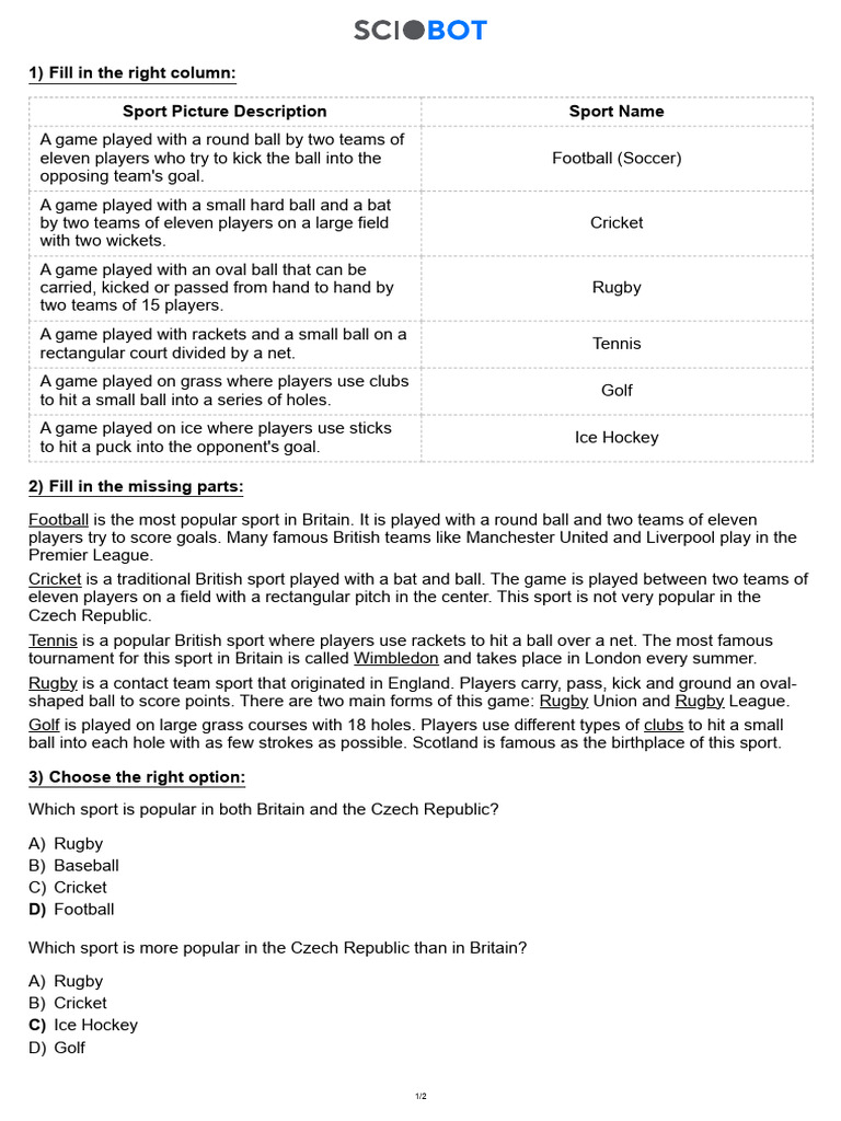 Worksheet Ubcslaub7pqcujlxyrph9 | PDF | Association Football | Cricket
