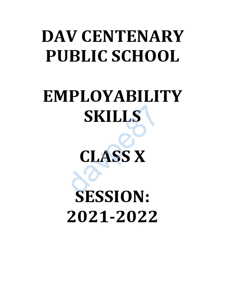 Employability Skills Class 10 (Compiled Notes) | PDF | Operating System ...