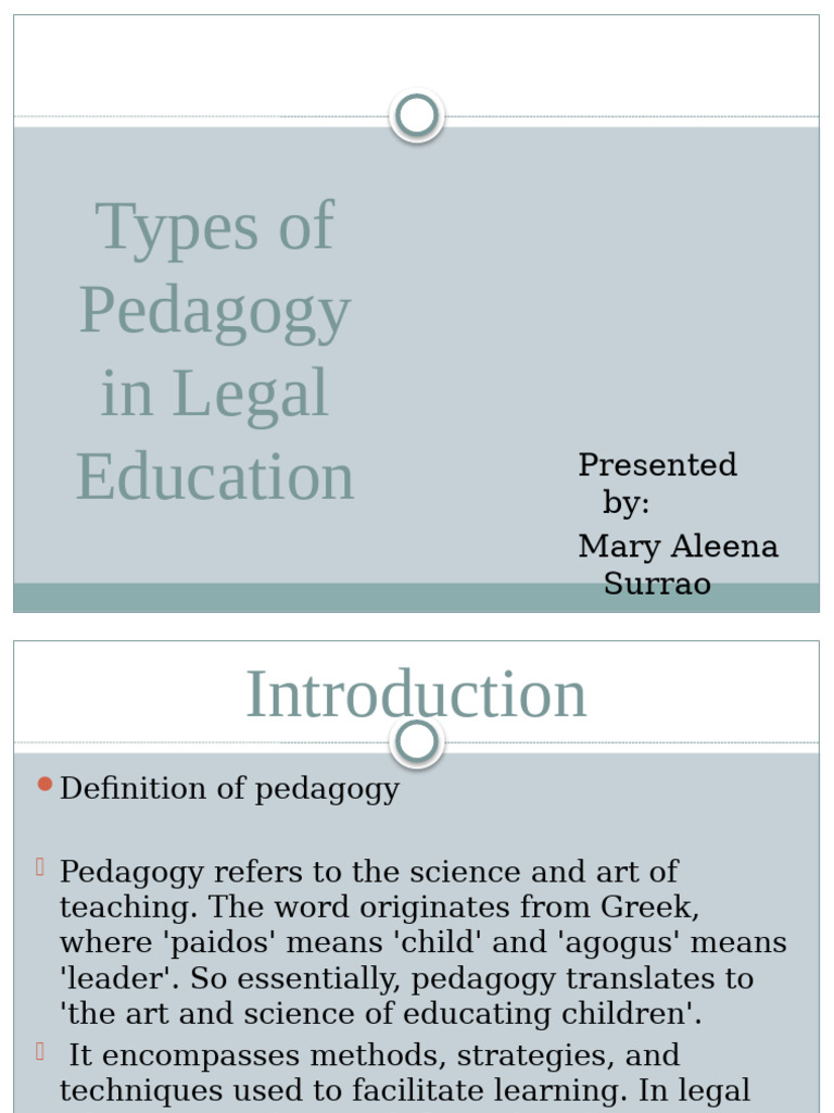 Pedagogy Types in Legal Education | PDF | Pedagogy | Learning