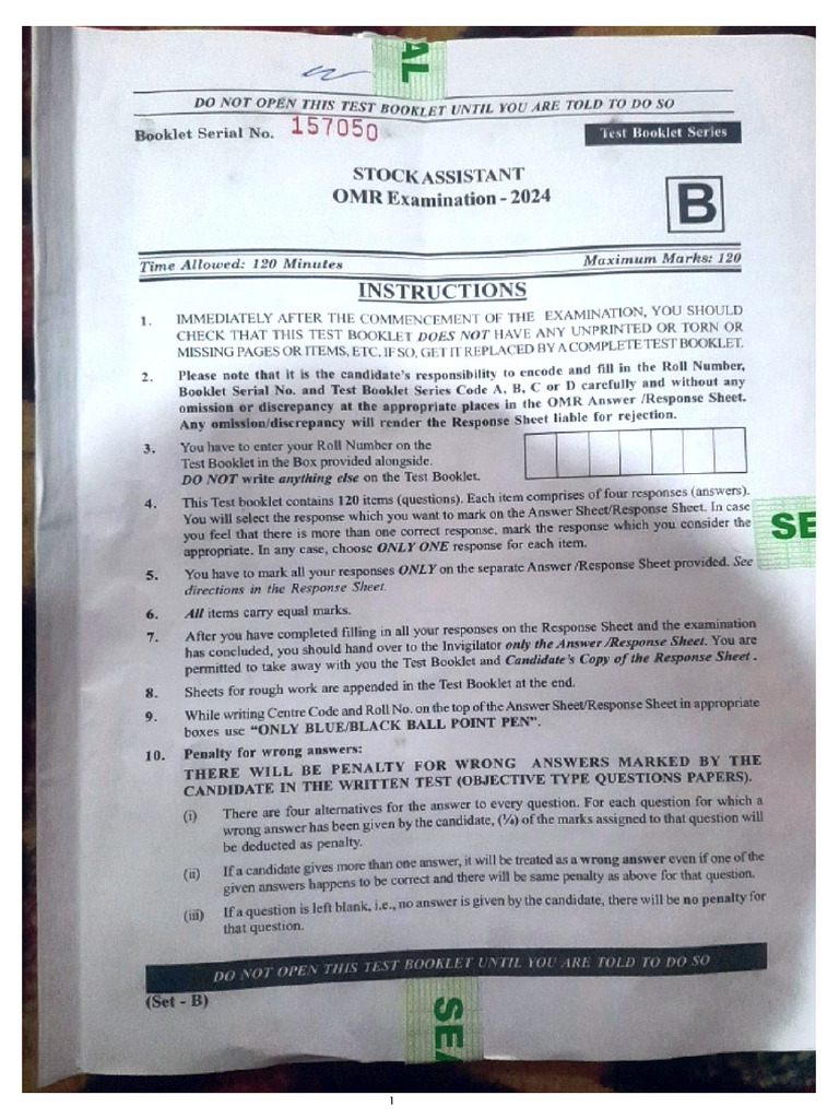 Stock Assistant Question Paper | PDF