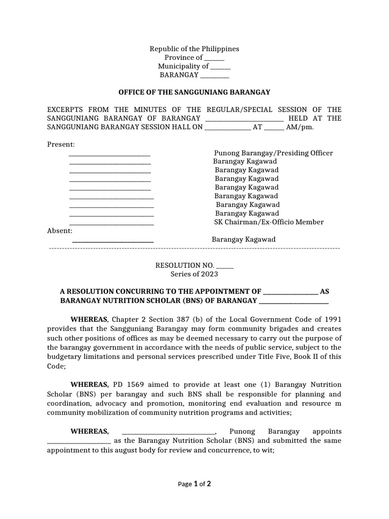 Resolution Appointment of BNS | PDF | Government