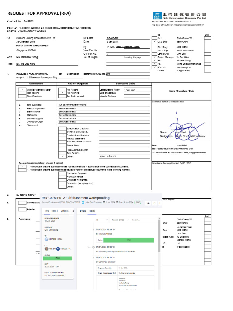 RFA-CS-MT-012 - Lift Basement Waterproofing | PDF | Industrial Processes | Materials