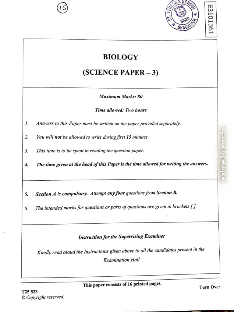 Science Paper 3 Biology Boards 2025 | PDF