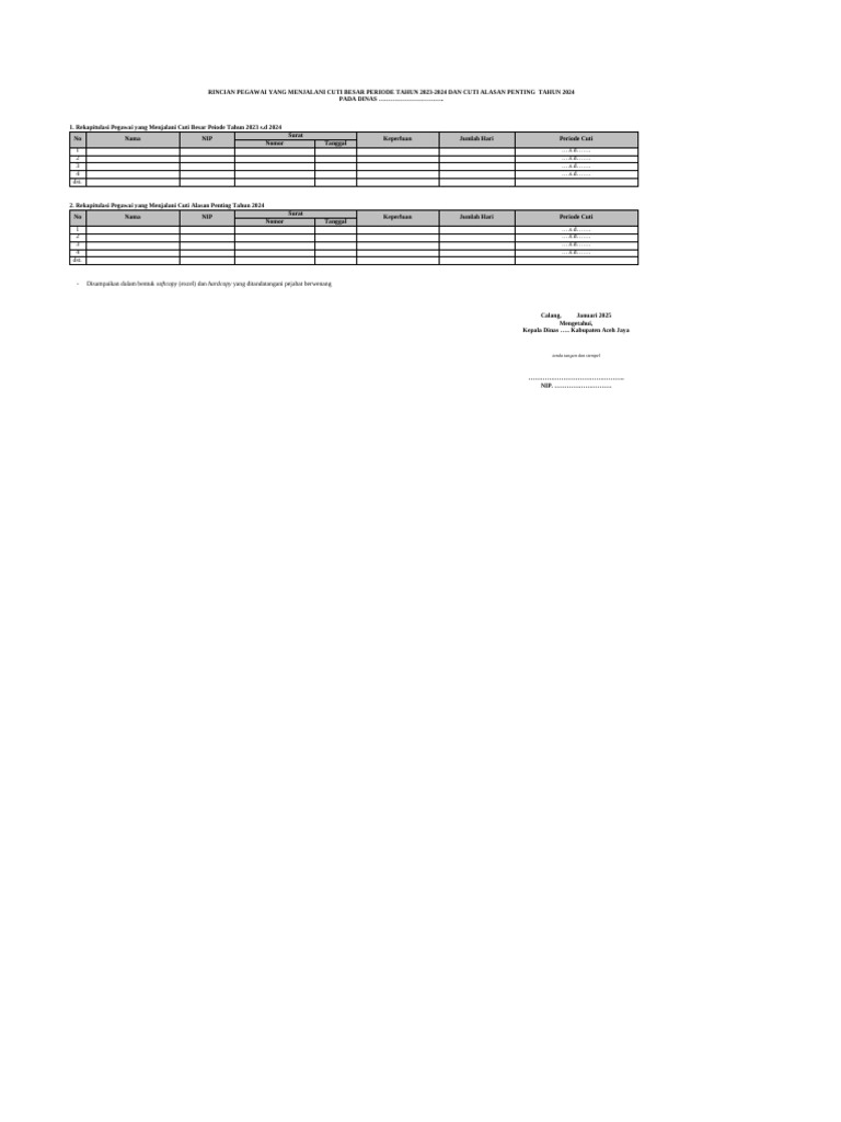 Lamp 3 Form Data Pegawai Cuti Besar Dan CAP | PDF