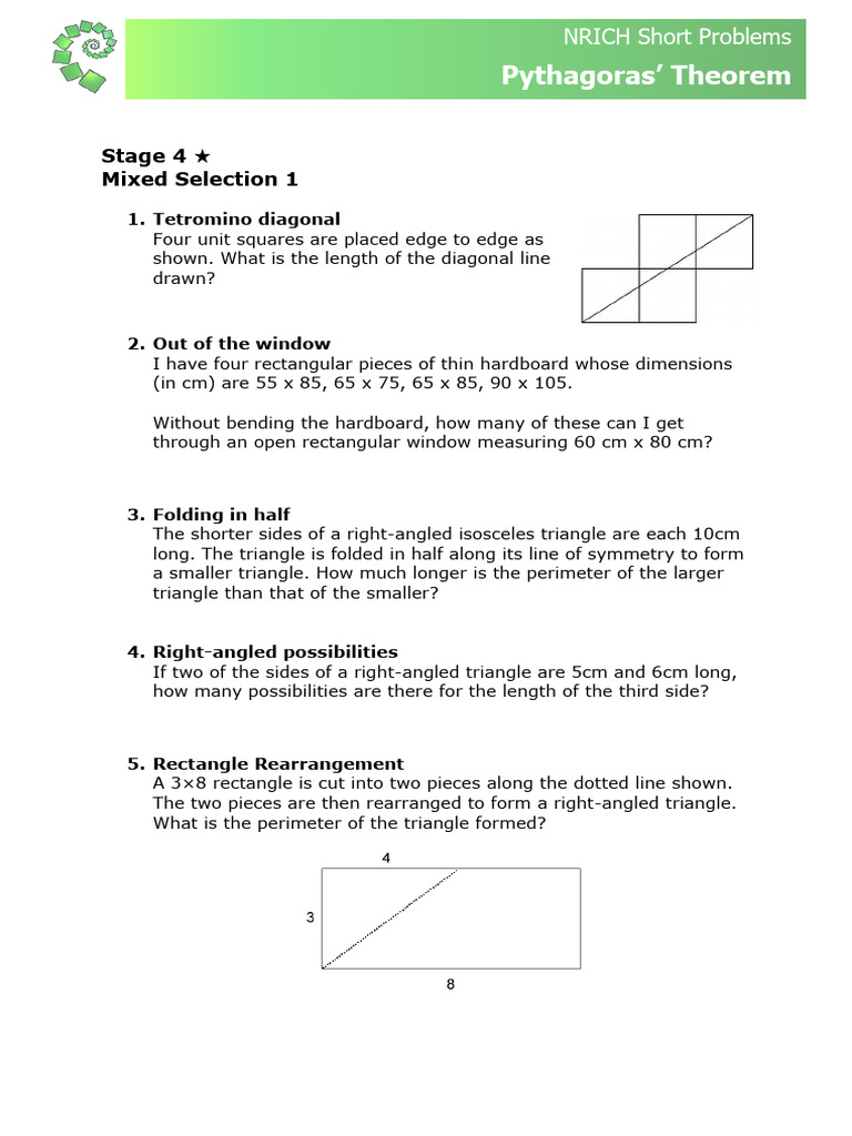 Pythagorean Challenges for Stage 4 | PDF
