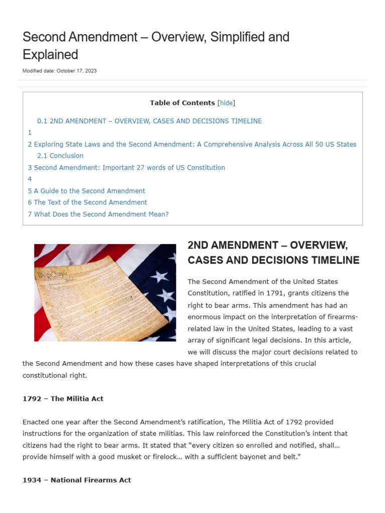 2ND AMENDMENT Gun Rights To Bear Arms, Gun Control | PDF | Concealed ...