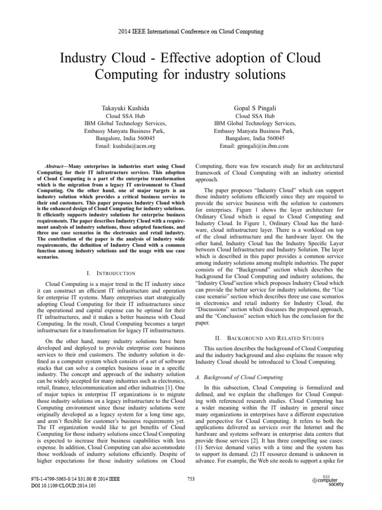 Industry Cloud - Effective Adoption of Cloud Computing For Industry Solutions | PDF | Cloud ...