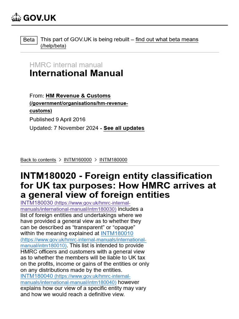 Foreign Entity Classification for Tax | PDF | Corporate Tax In The ...