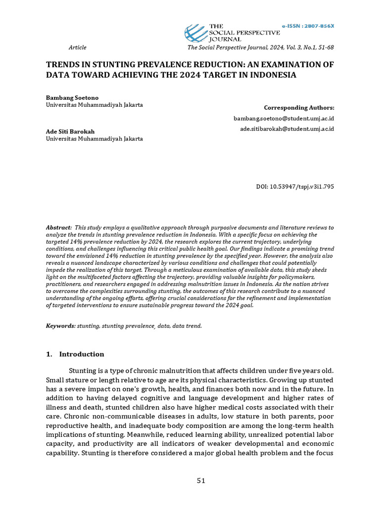 Indonesia's Stunting Reduction Trends 2024 | PDF | Malnutrition