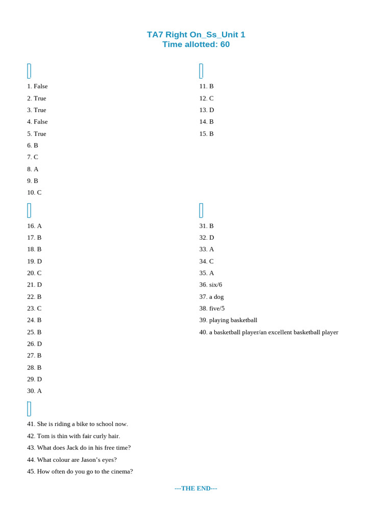 TA7 Right On Unit 1 Answers Guide | PDF