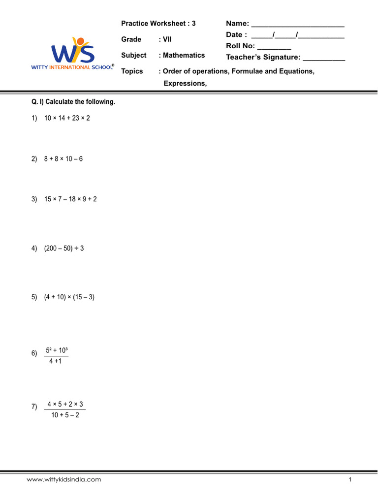 IGCSE Grade VII Math PWS 3 | PDF | Area | Mathematics