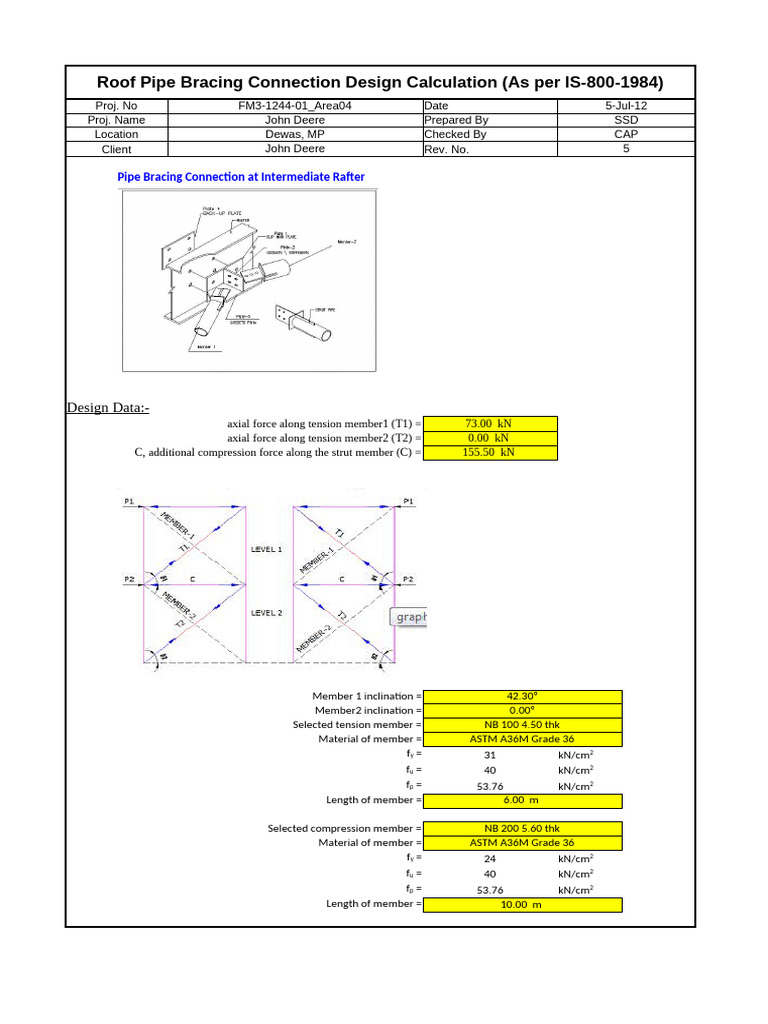 Pipe Bracing Connection Design - R05 | PDF | Screw | Stress (Mechanics)