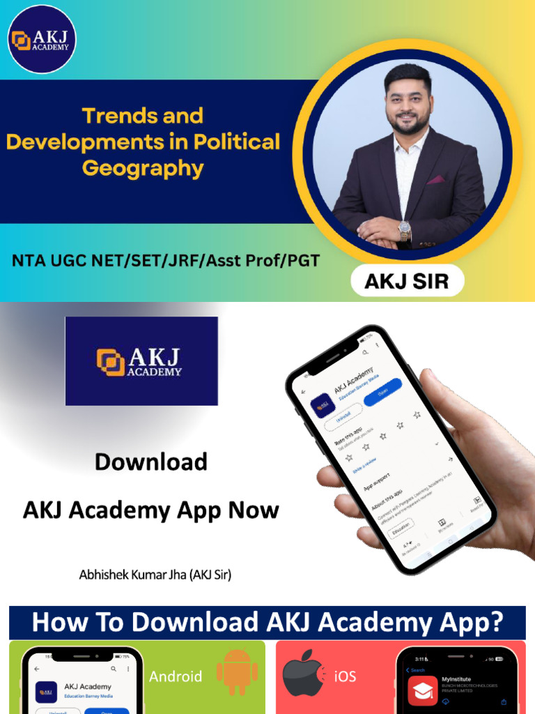 7 (English) Trends and Developments in Political Geography AKJ Academy by Abhishek Kumar Jha | PDF