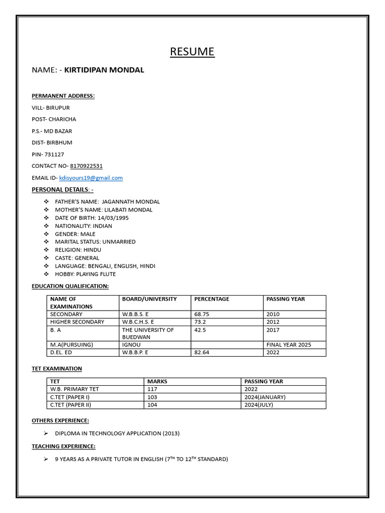 Resume Kirti 2025 | PDF