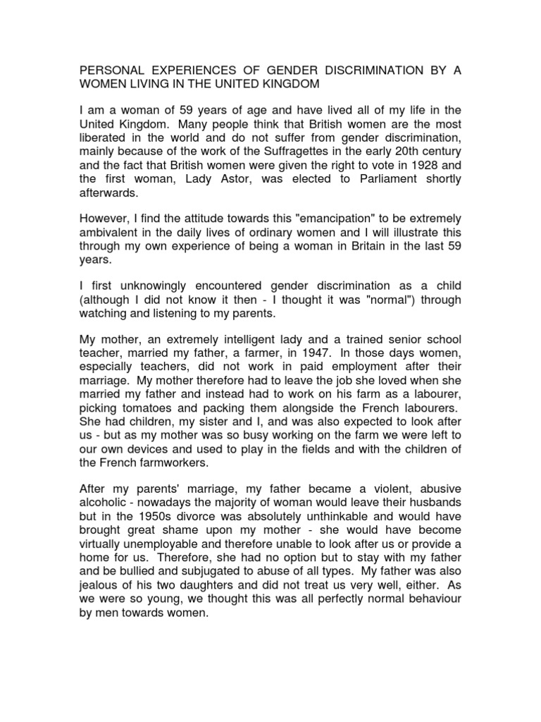Experiences of Gender Discrimination | PDF | Sexism | Discrimination