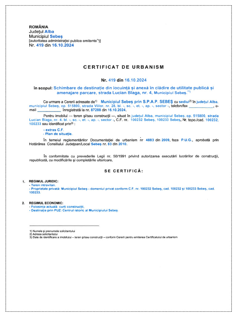 CU Clădire de Utilitate Publică | PDF
