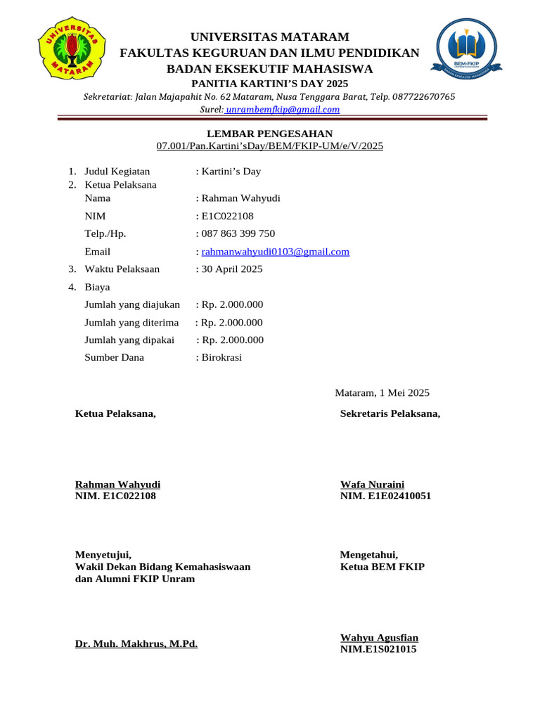 KARTINI'S - DAY - LPJ - 2025 - Semi Fix | PDF