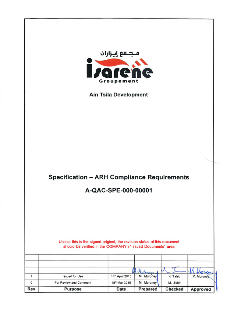 A Qac Spe 000 00001specification For Arh Compliance Requirements PDF Free | PDF | Specification ...