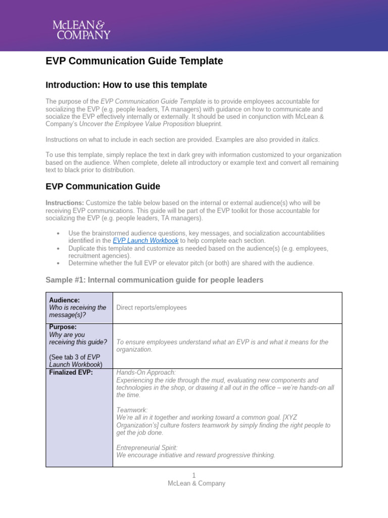 16 EVP Communication Guide Template | PDF | Communication | Leadership