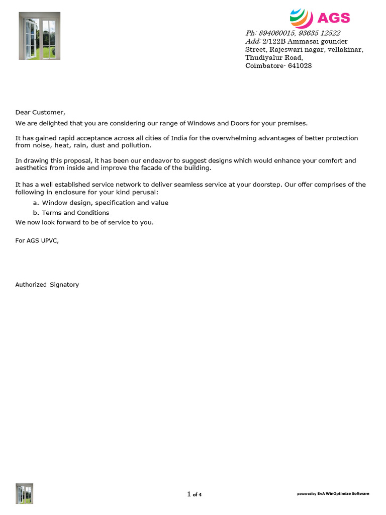 EITI UPVC Windows Proposal and Pricing | PDF | Window | Architectural ...