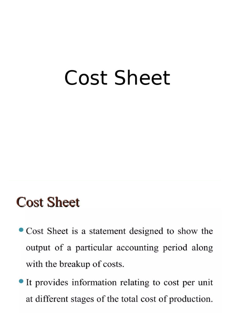 Cost Sheet | PDF