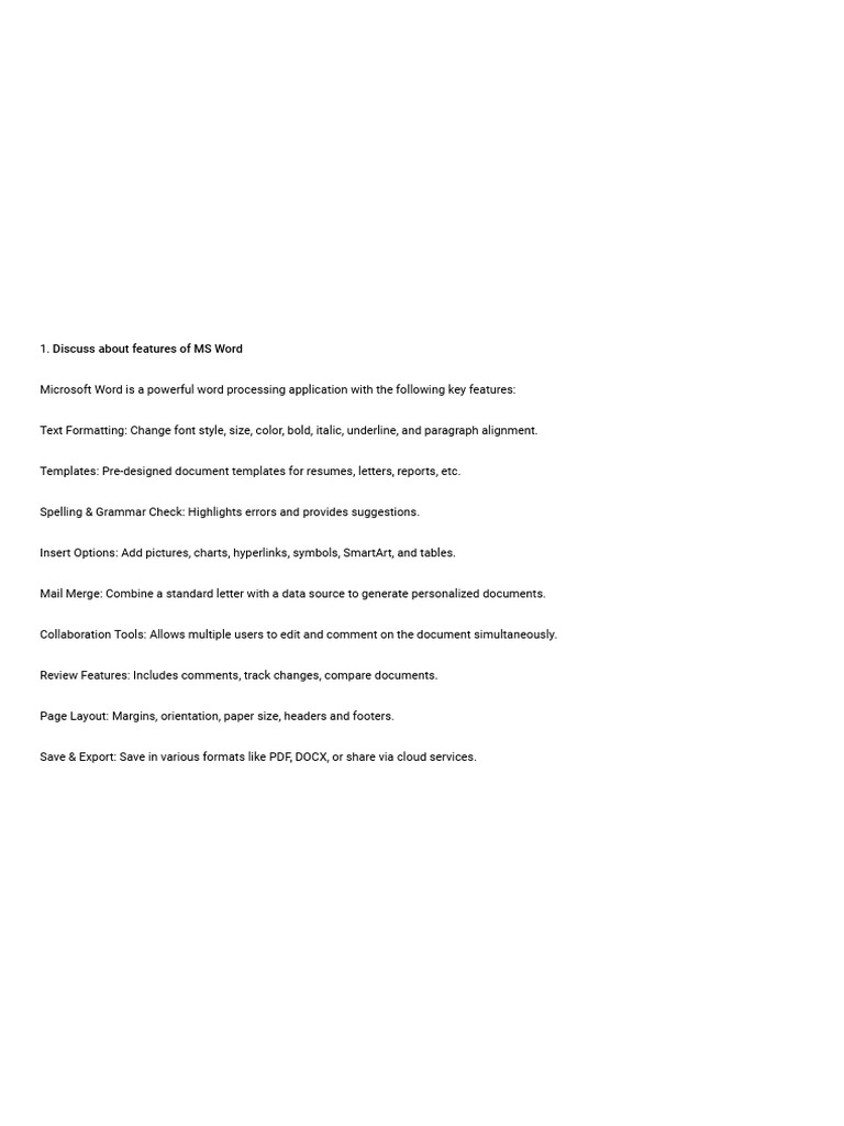 MS Office Features and Functions Guide | PDF | Microsoft Word ...