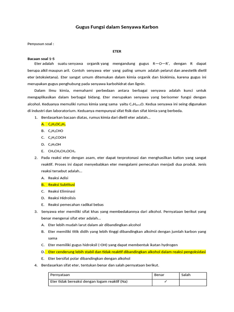Gugus Fungsi Dalam Senyawa Karbon 1 | PDF