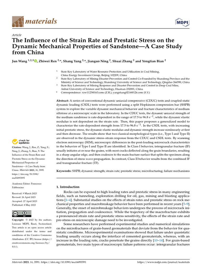The Influence of The Strain Rate and Prestatic STR | PDF | Deformation (Engineering) | Fracture