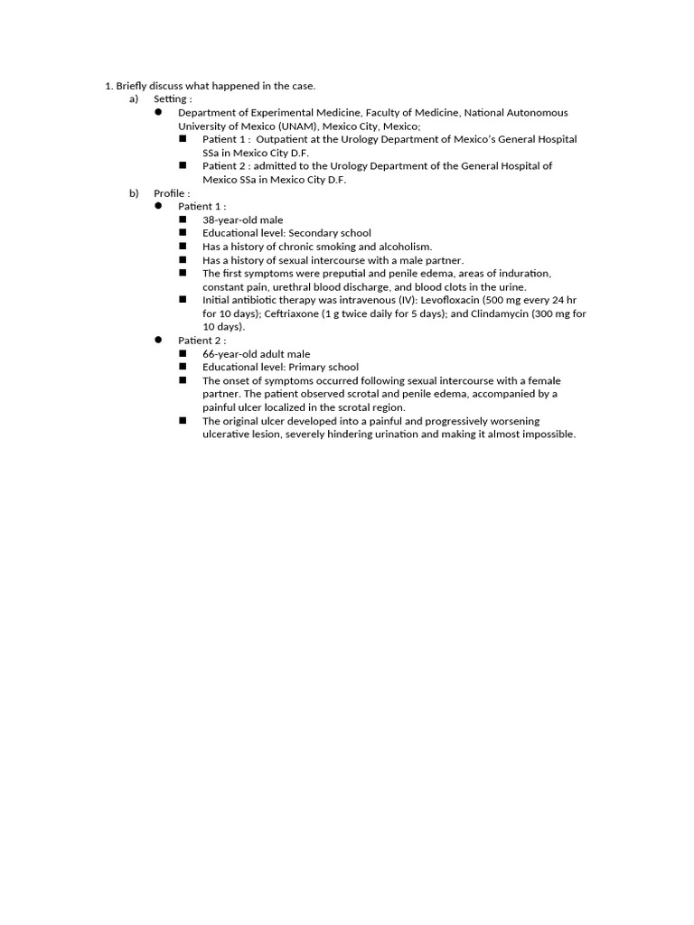 Urology Case Study: Patient Profiles and Treatment | PDF