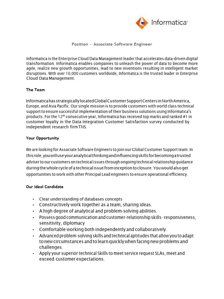 Informatica JD - GCS Internship | PDF | Databases | Quality Assurance