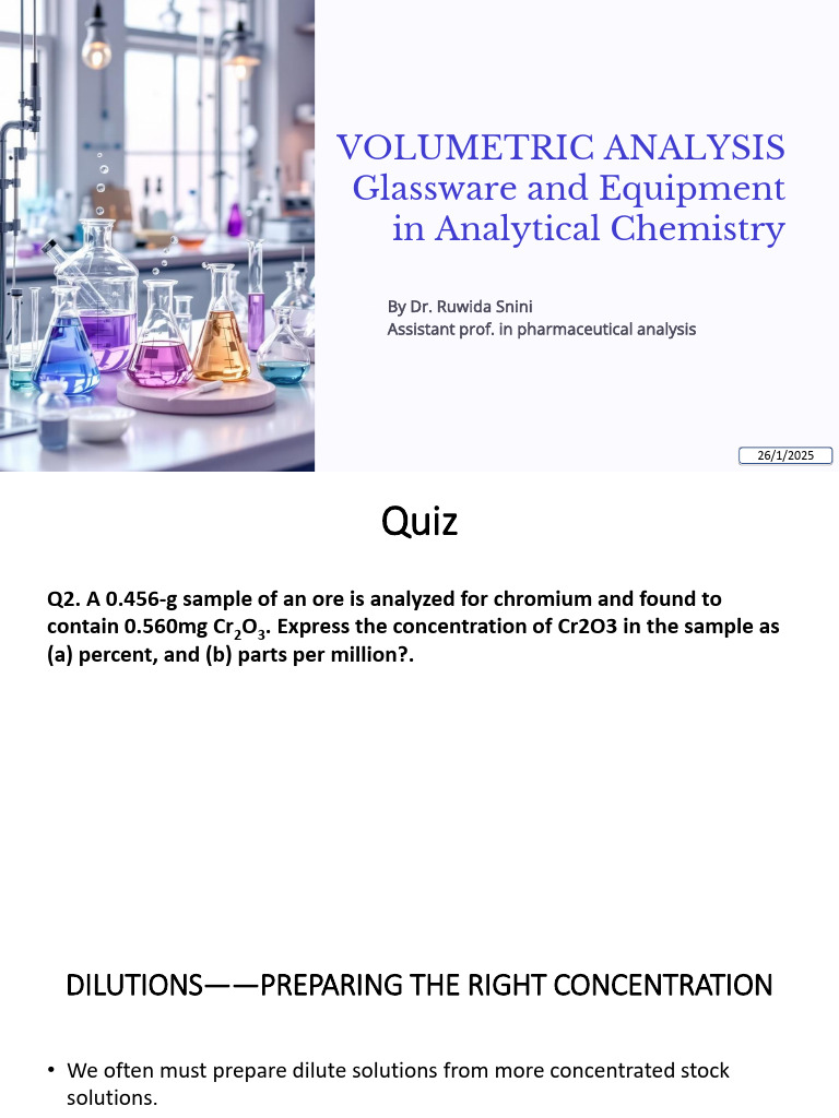 Glassware and Equipment in Analytical Chemistry Volumetric Analysis ...