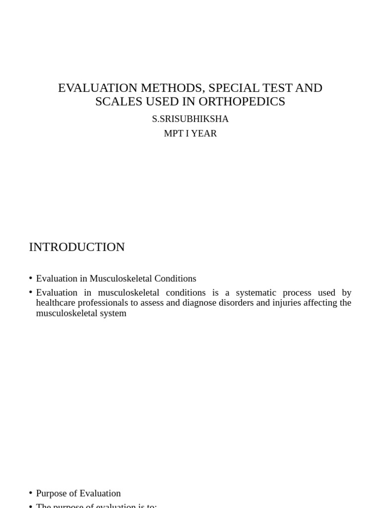 Orthopedic Evaluation Methods and Tests | PDF | Physical Examination ...